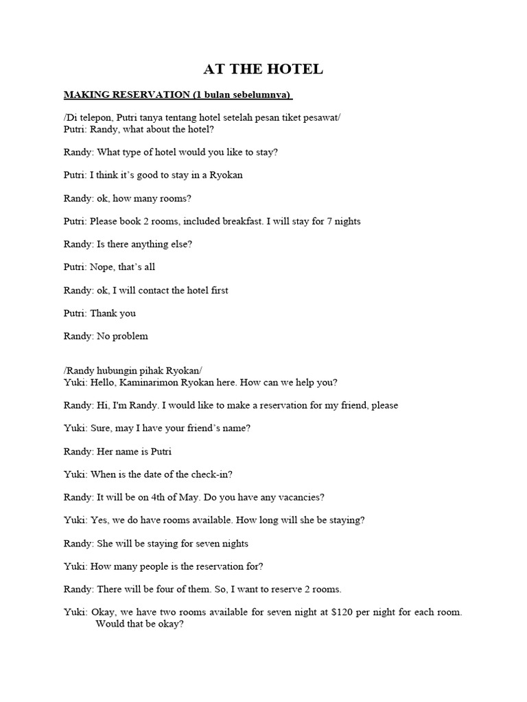 Dialog at The Hotel | PDF