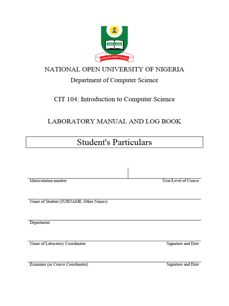 CIT 104 Practical - Log Book | PDF
