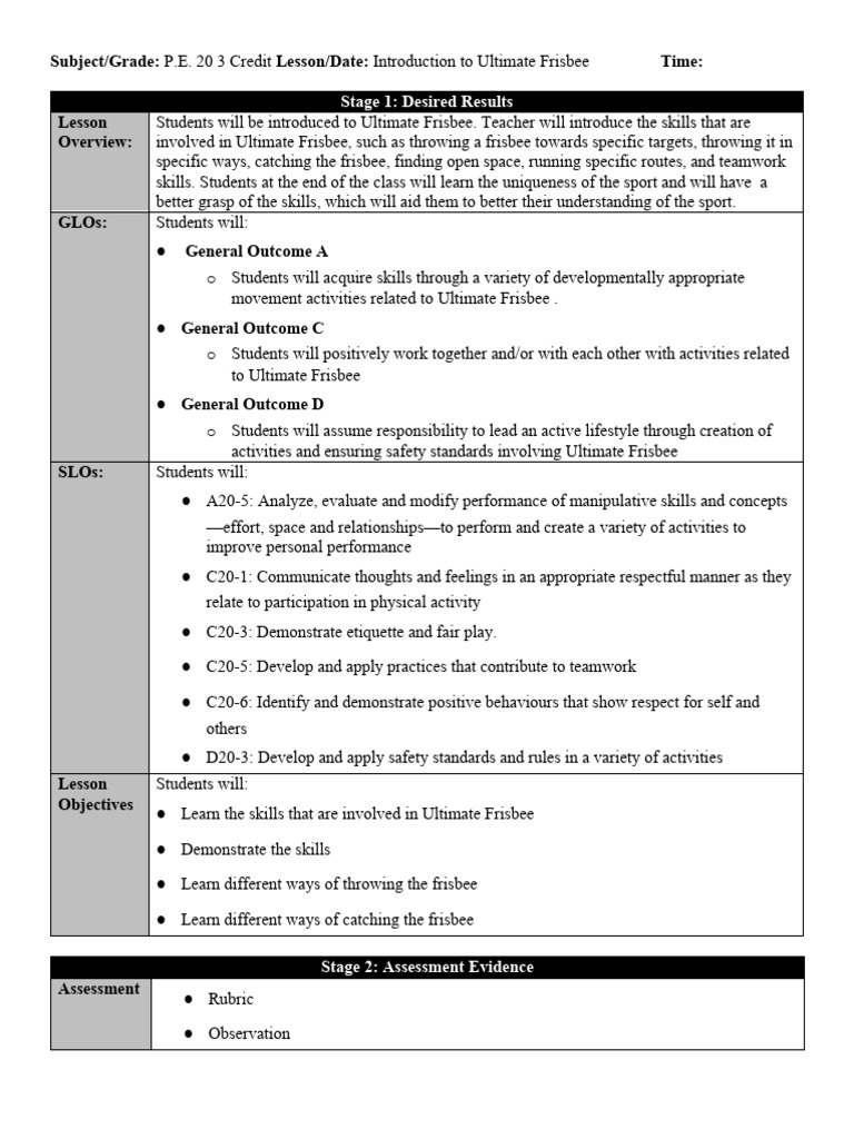 Ultimate Frisbee Day 1 | PDF
