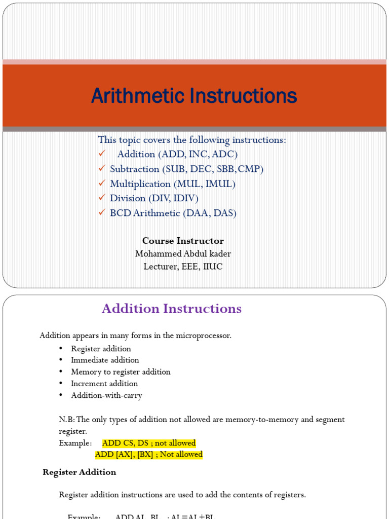 4 Arithmetic Instruction Pdf Binary Coded Decimal Multiplication 