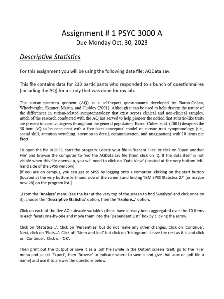 Assignment 1 | PDF | Statistics | Statistical Analysis