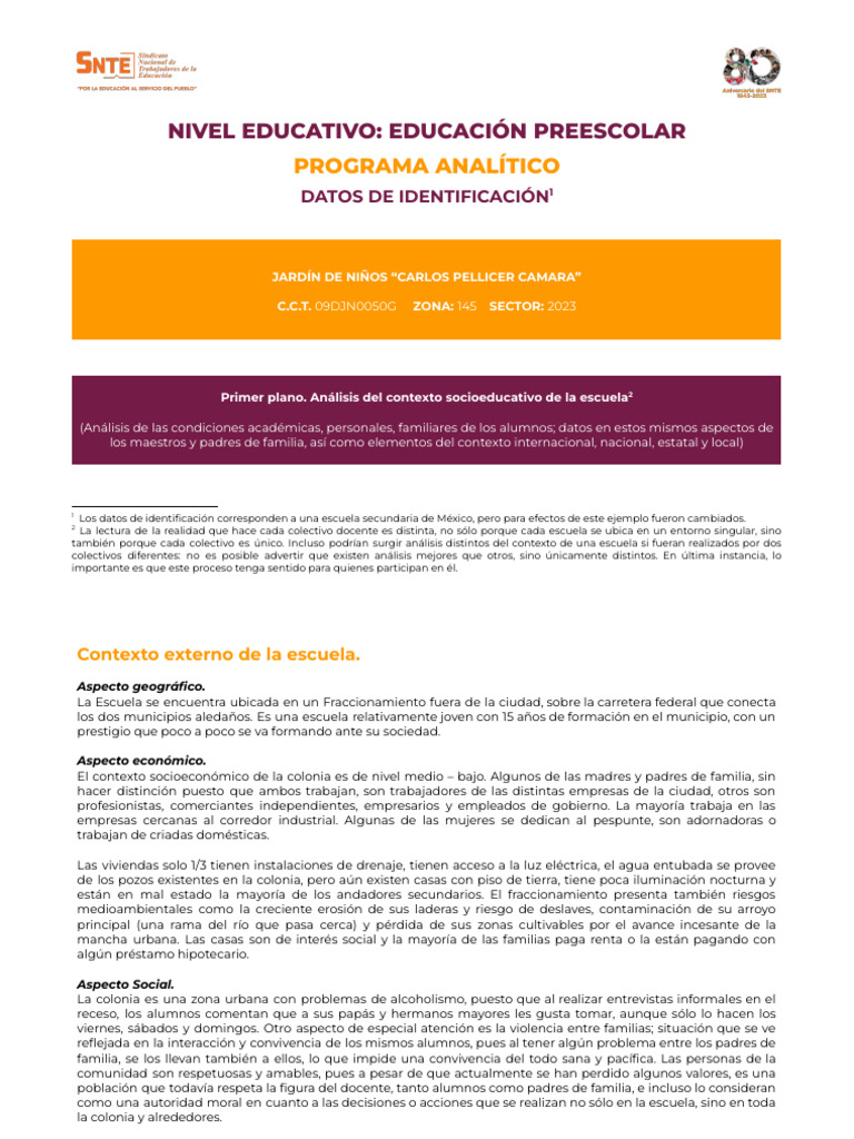 Ejemplo - Programa - Analítico - Con - Plano - Didáctico - Preescolar V231023 - 2047 | Descargar ...