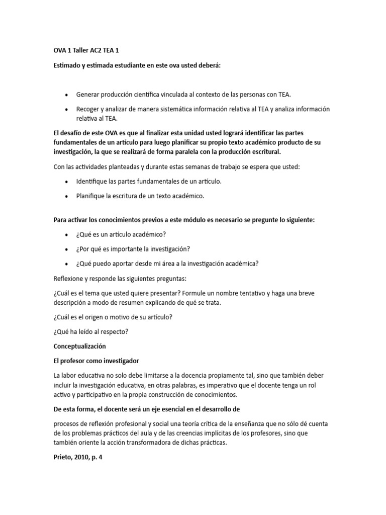 OVA 1 Taller AC2 TEA 1 | PDF