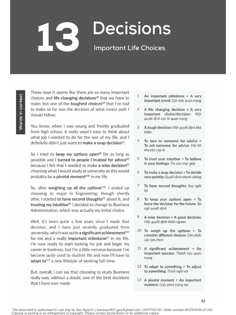 Unit 13 Decisions | PDF