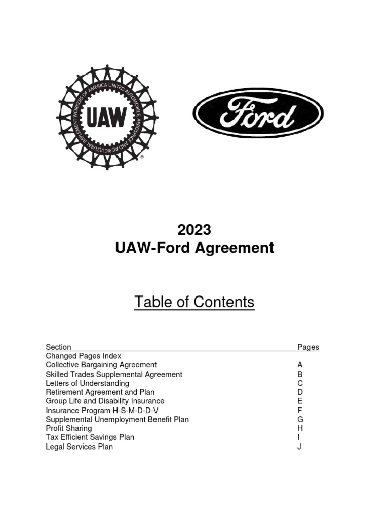2023 UAW-Ford Collective Bargaining Agreement | PDF | Cost Of Living ...