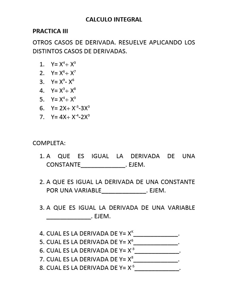 Practica III Calculo Integral | PDF | Finanzas y dinero | Métodos y ...