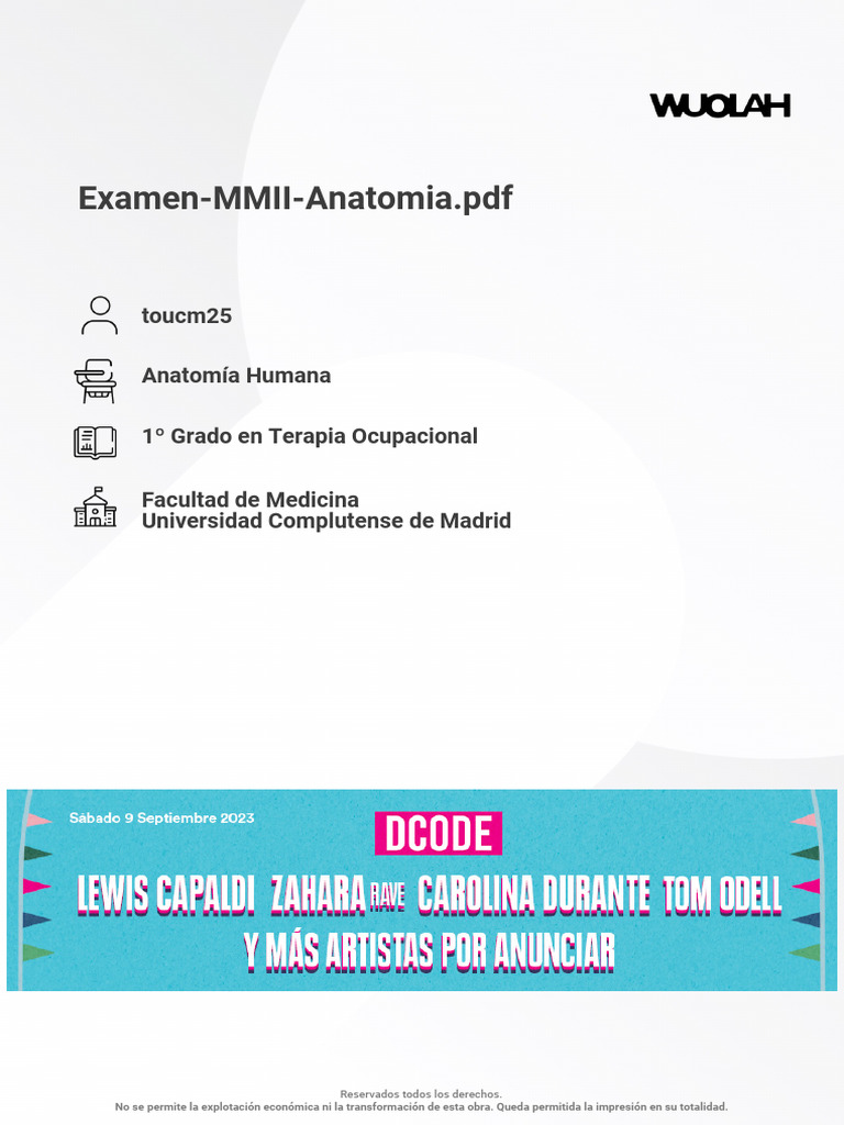 Wuolah Free Examen MMII Anatomia | PDF