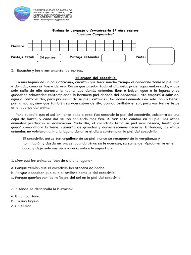 1° Unidad Comprension Lectura | PDF