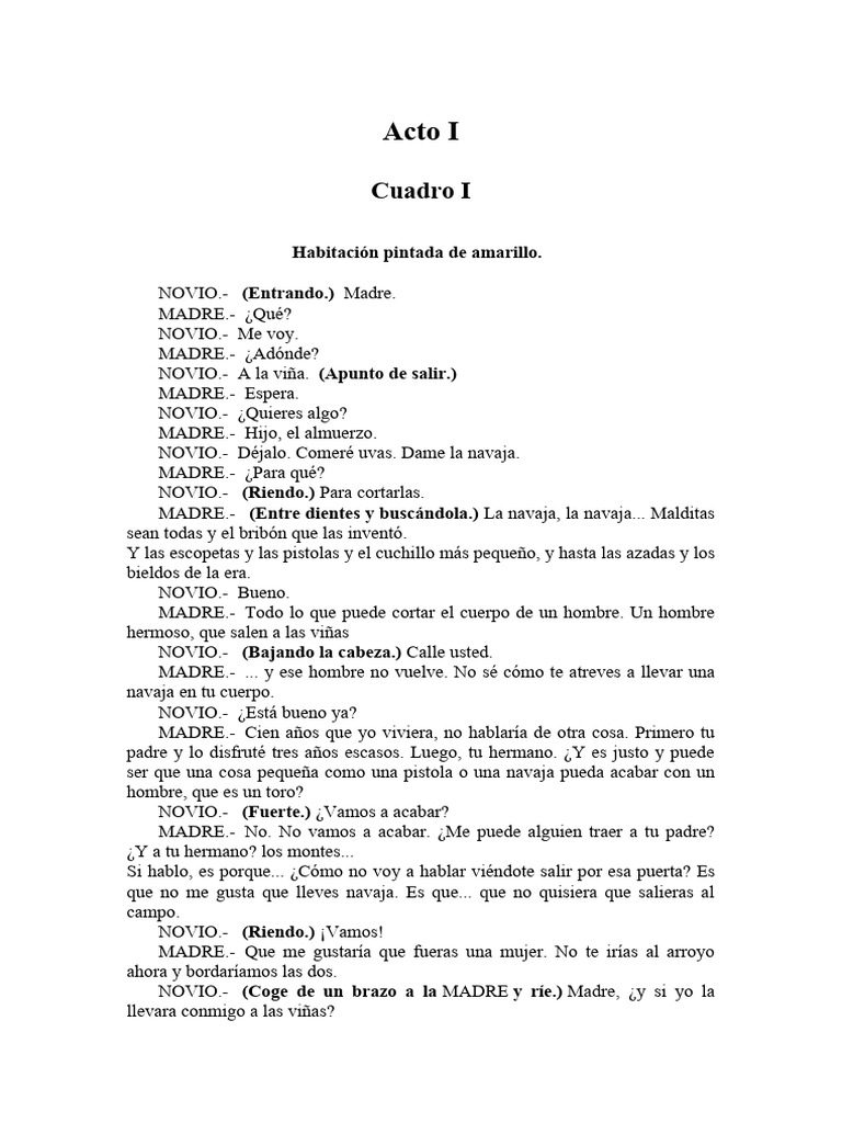 Bodas de Sangre - Dialogos | PDF