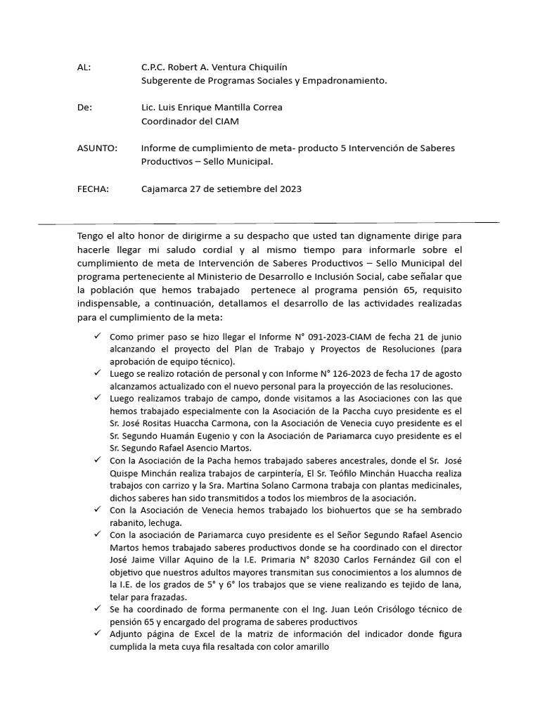 Informe Sello Municipal | PDF