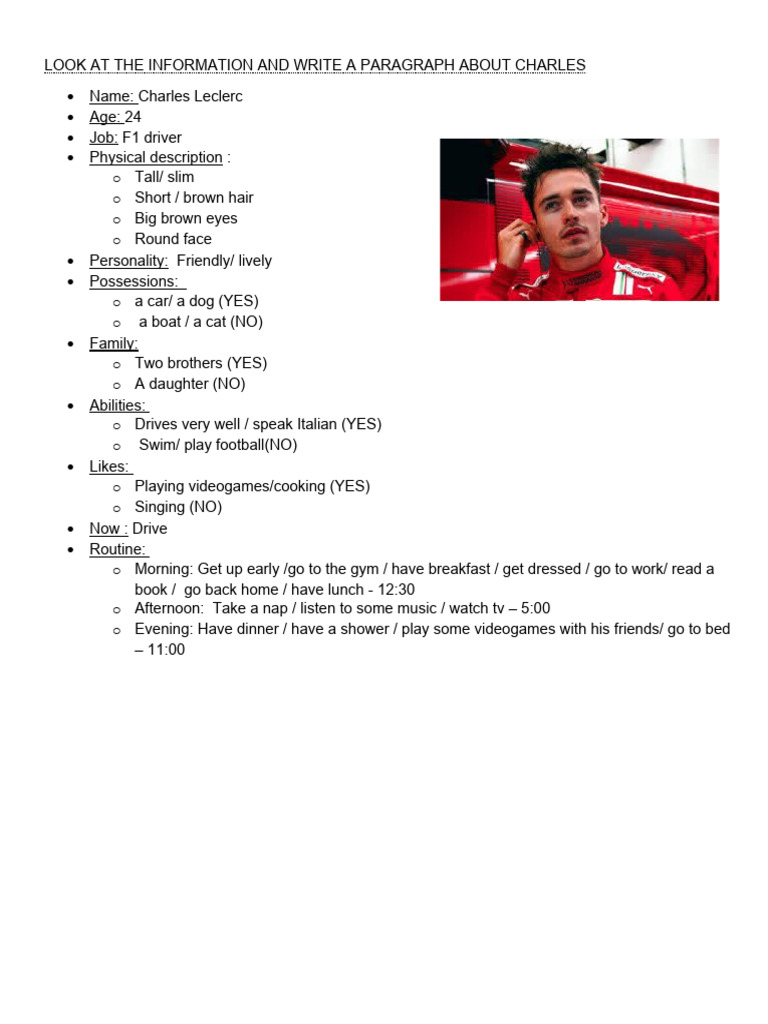 Writing Routine Charles Leclerc | PDF