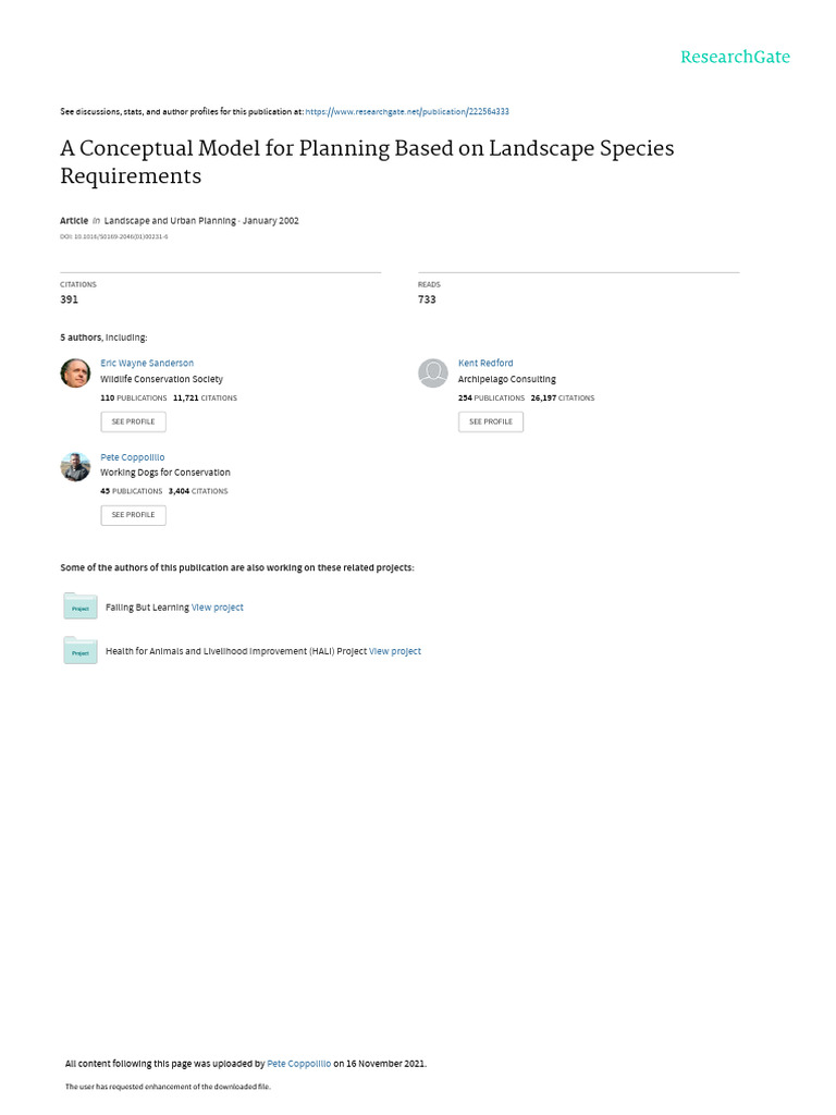 Sanderson Et Al. 2002. A - Conceptual - Model - For - Planning - Based ...