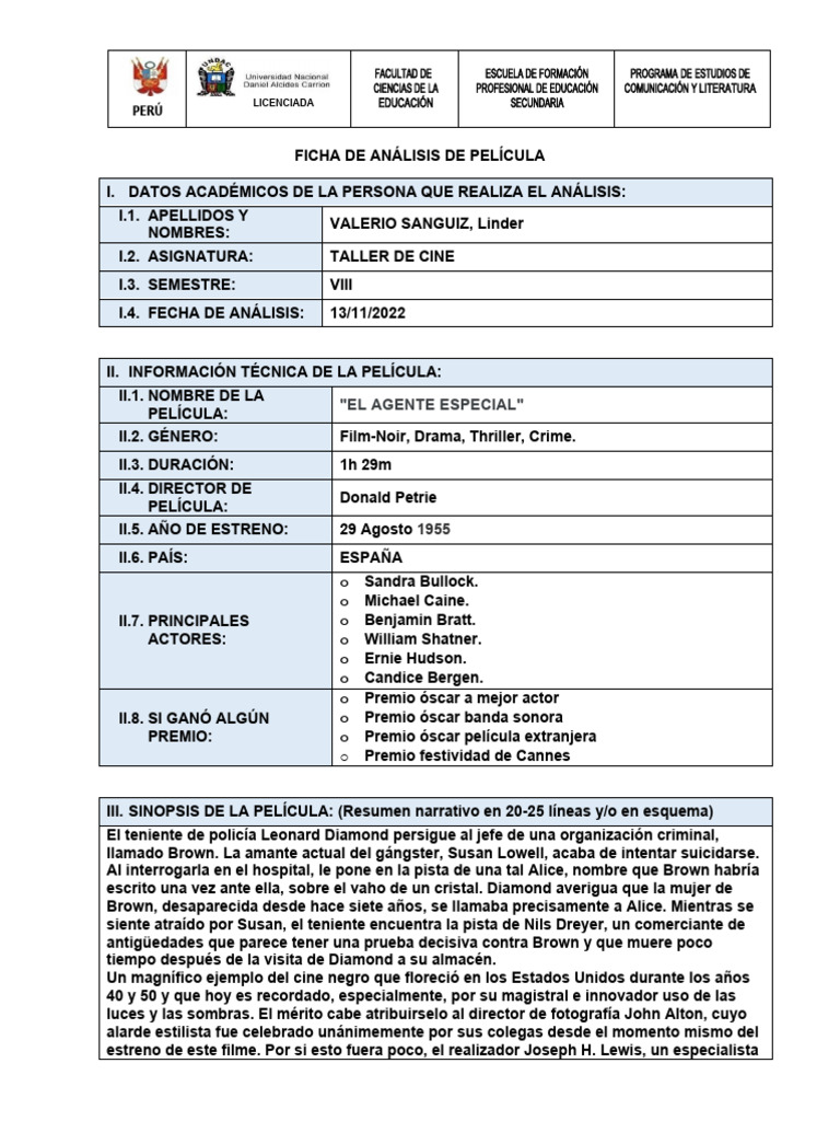 Ficha de Análisis de Película (1) (1) - 1 | PDF
