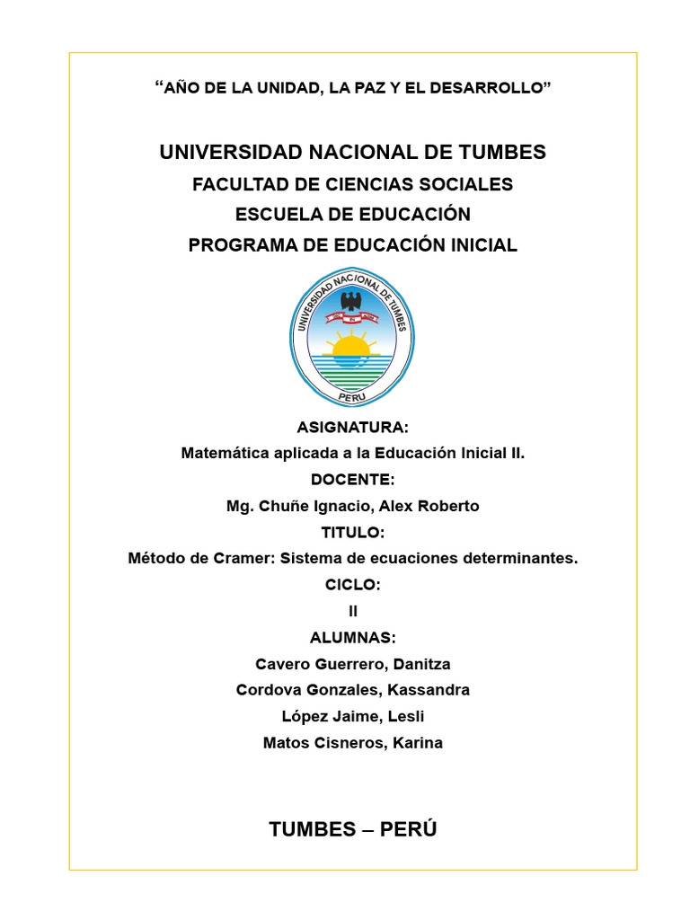 Método de Cramer - Mate Ii - Grupal | PDF