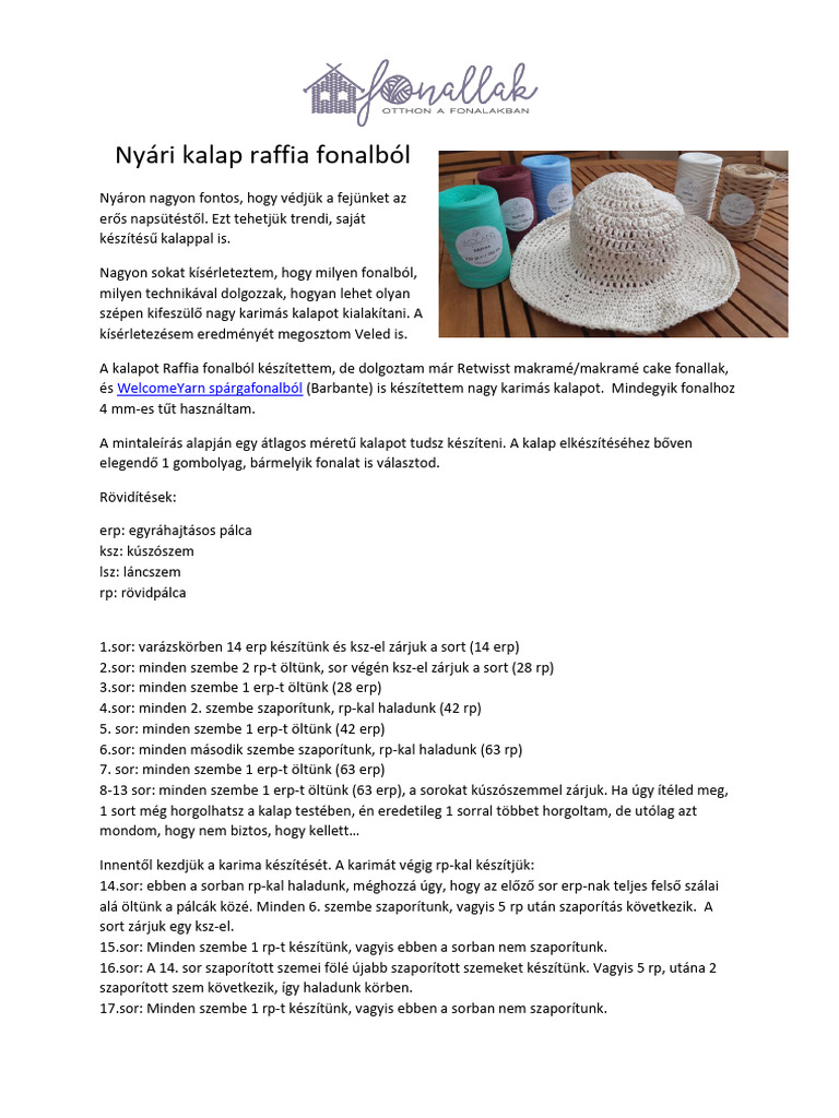 Nyári Kalap Raffia | PDF