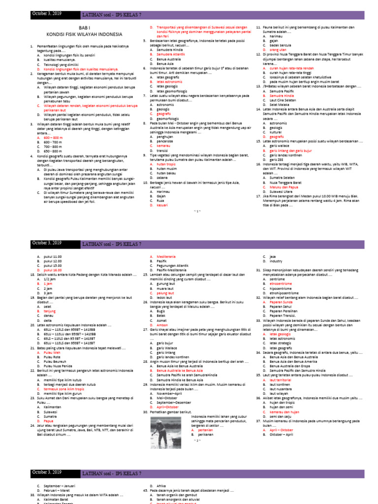 Soal Kondisi Alam Indonesia | PDF | Ilmu Sosial | Sains & Matematika