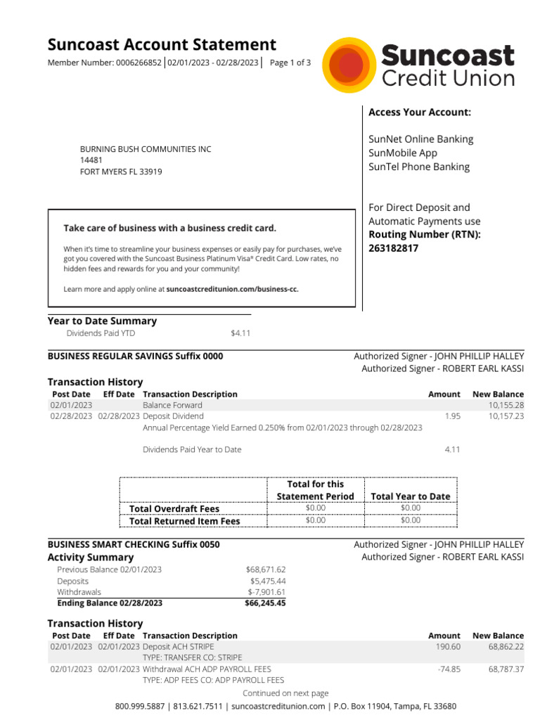 Suncoast February Statement | PDF | Business | Finance & Money Management