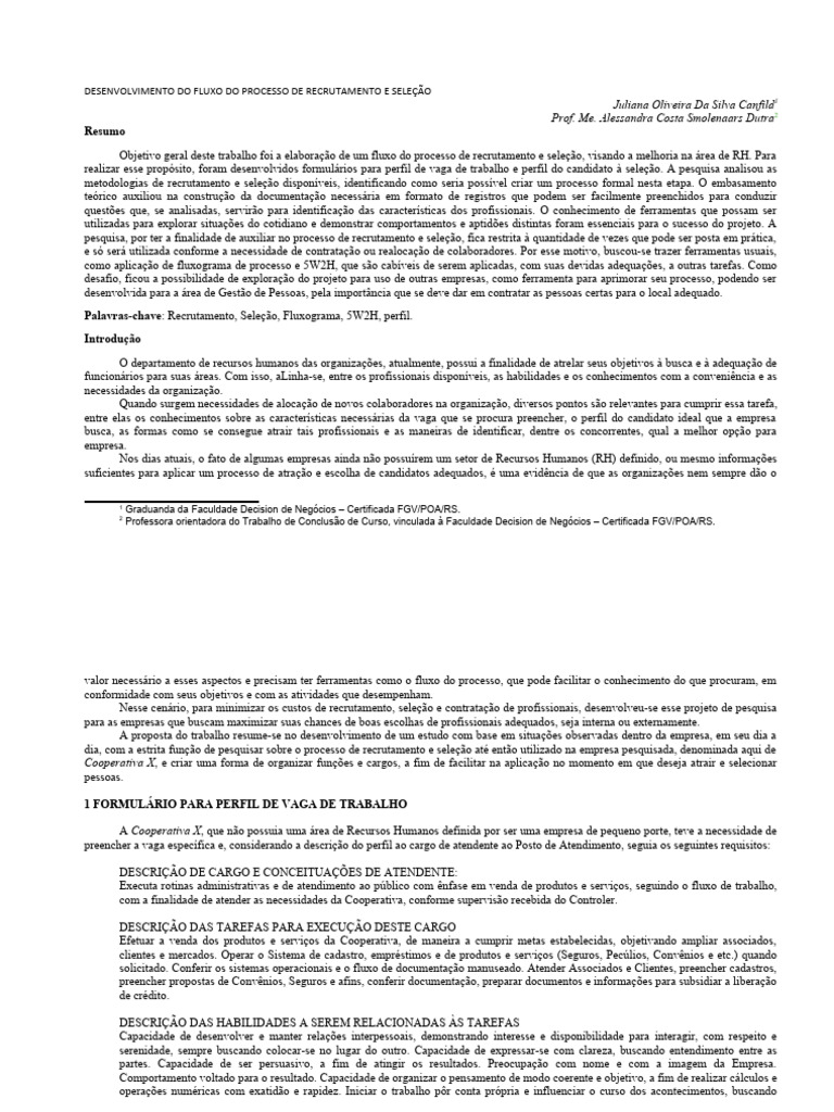 PDF Desenvolvimento Do Fluxo Do Processo de Recrutamento e Seleção ... PDF Desenvolvimento Do Fluxo Do Processo de Recrutamento e Seleção ...