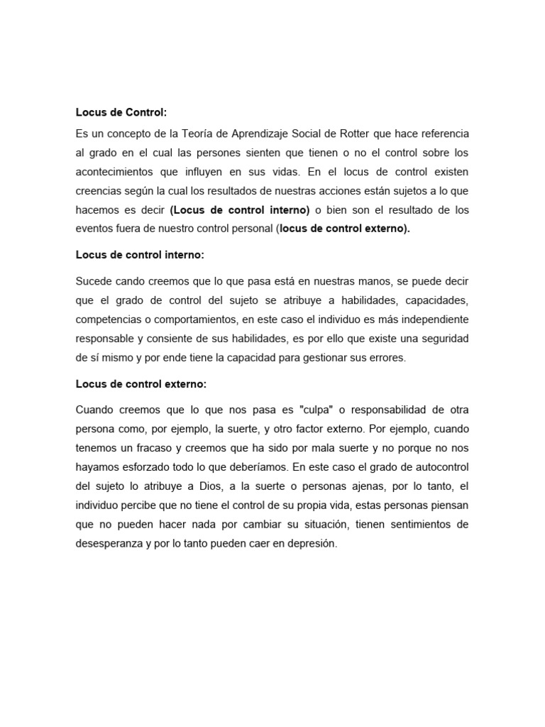 Locus de Control | PDF