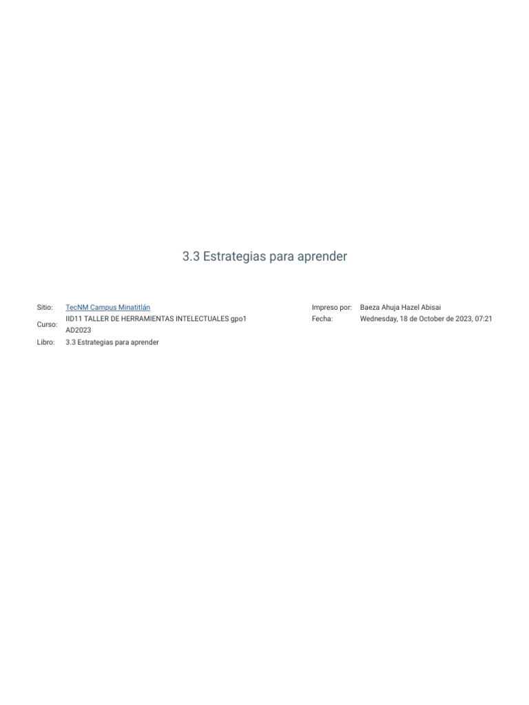 3.3 Estrategias para Aprender | PDF | Aprendizaje | Memoria