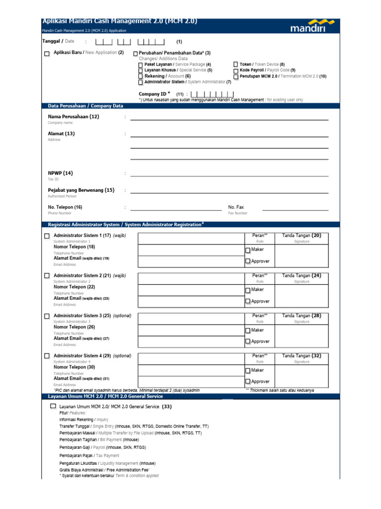 Form Aplikasi MCM 20 | PDF | Business | Telekomunikasi