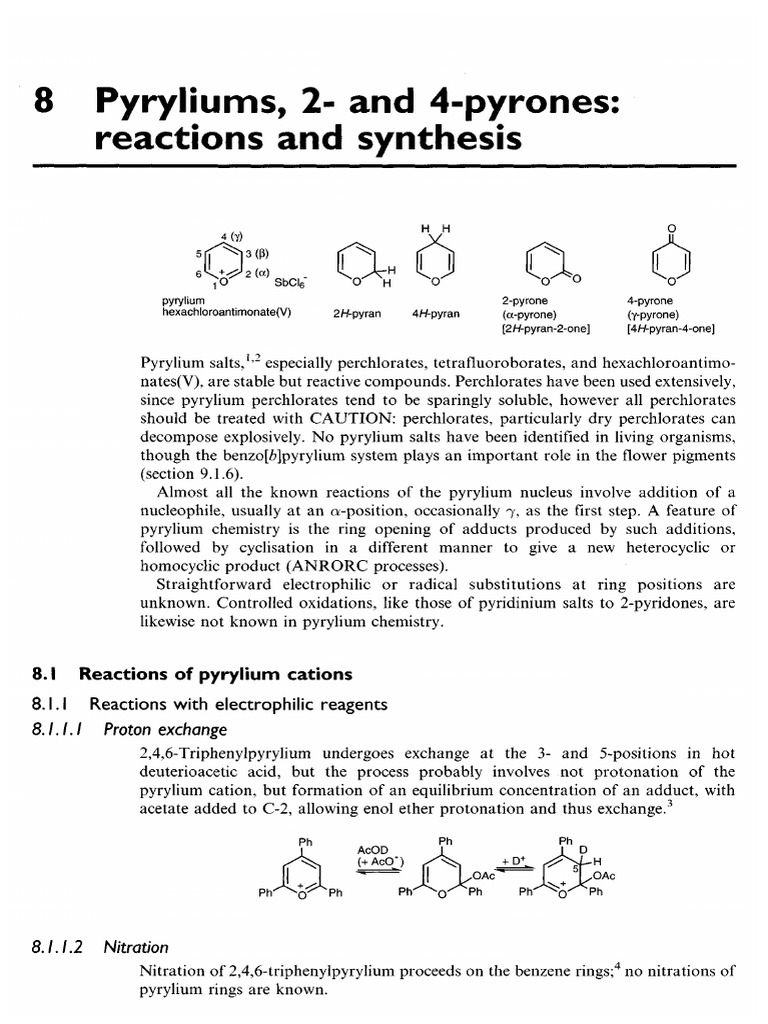 8 Pyryliums, 2-And 4-Pyrones: Reactions and Synthesis: Pyrylium ...