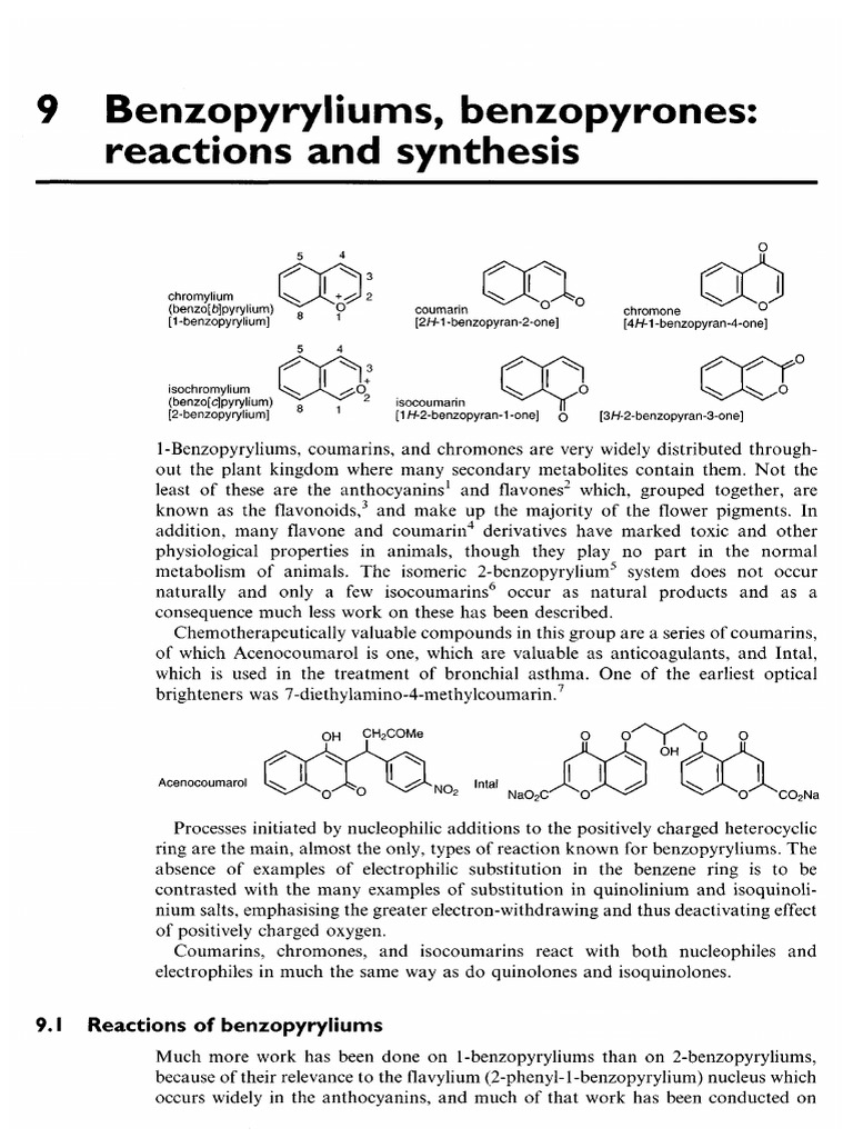 9 Benzopyryliums, Benzopyrones: Reactions and Synthesis | PDF