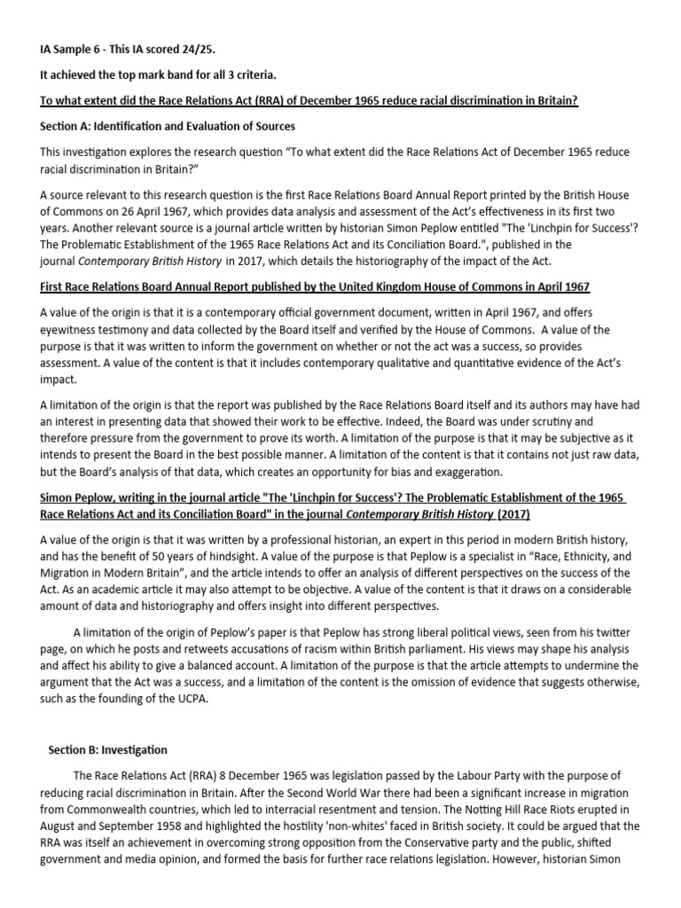 IA Sample 6 | PDF | Racism | Discrimination & Race Relations