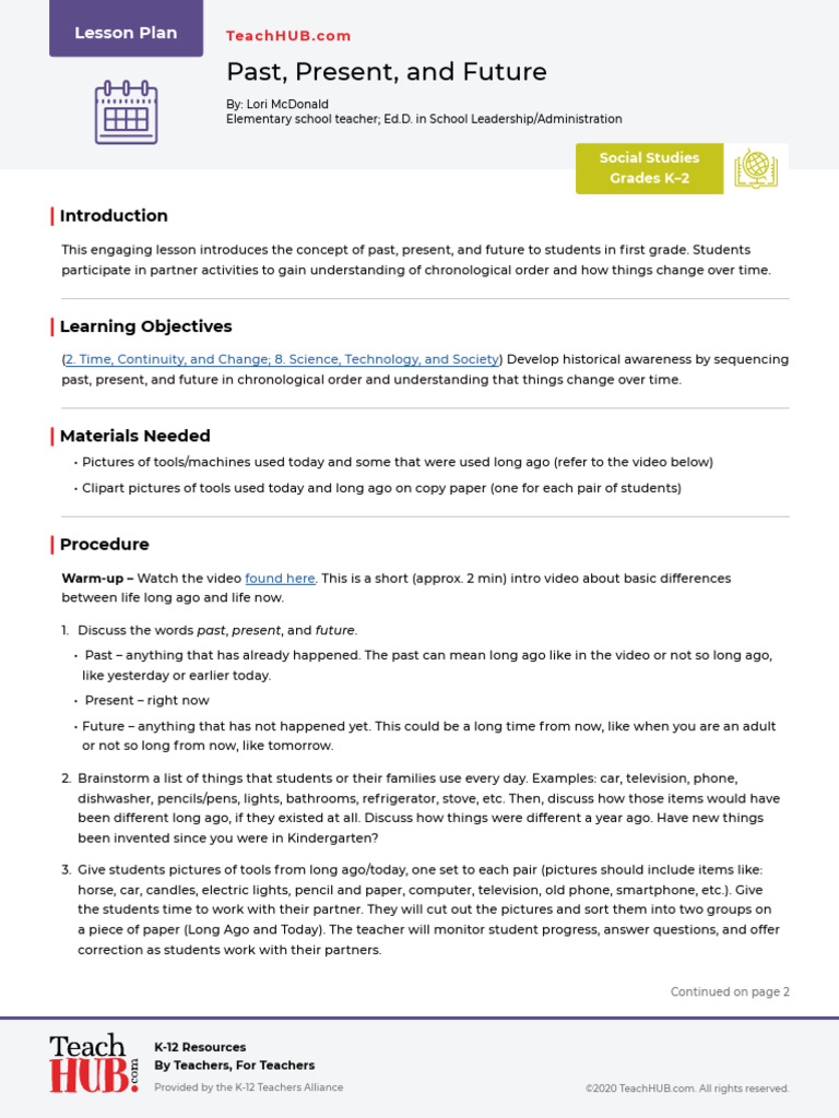 TeachHUB - LP - Past Present and Future | PDF