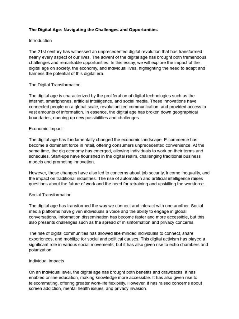Navigating the Digital Age's Challenges | PDF | Information Age | Privacy