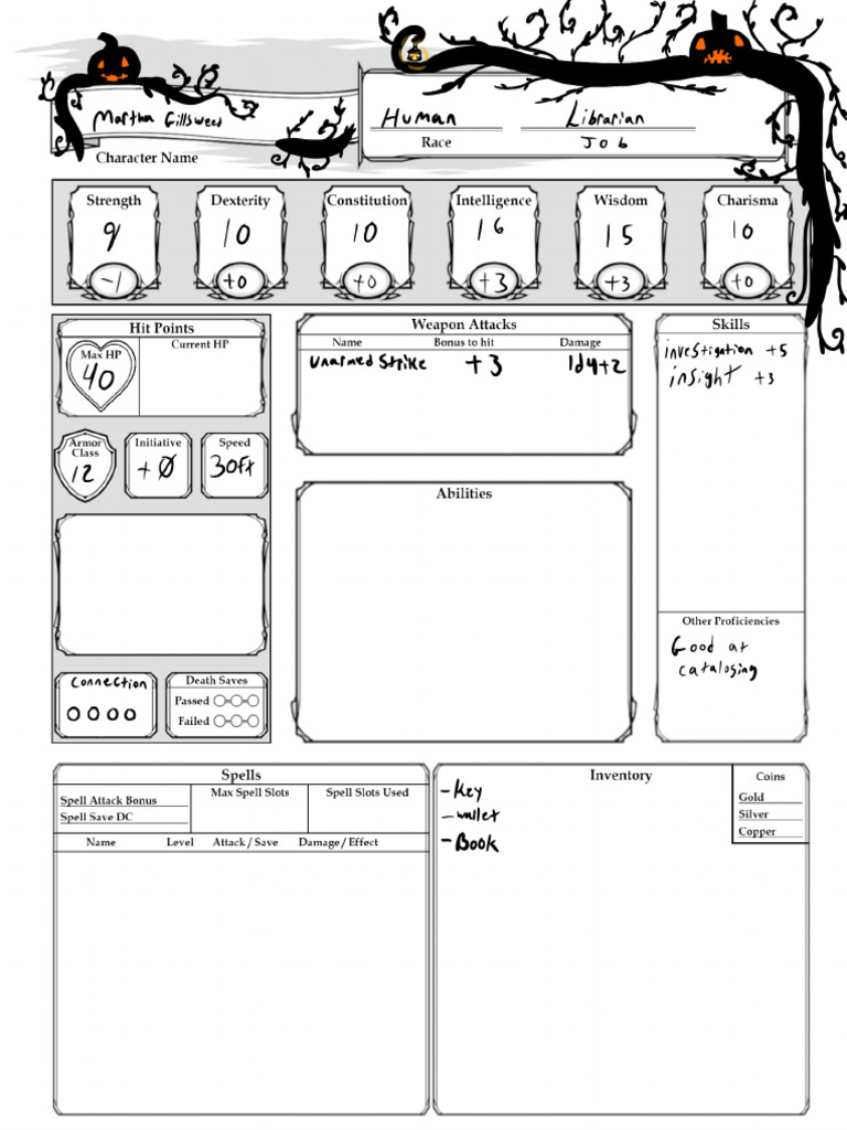 Character Sheet Halloween | PDF