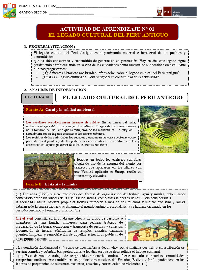 Prueba Evaluación Diagnostica CCSS 2° Grado | PDF | Perú | Imperio Inca