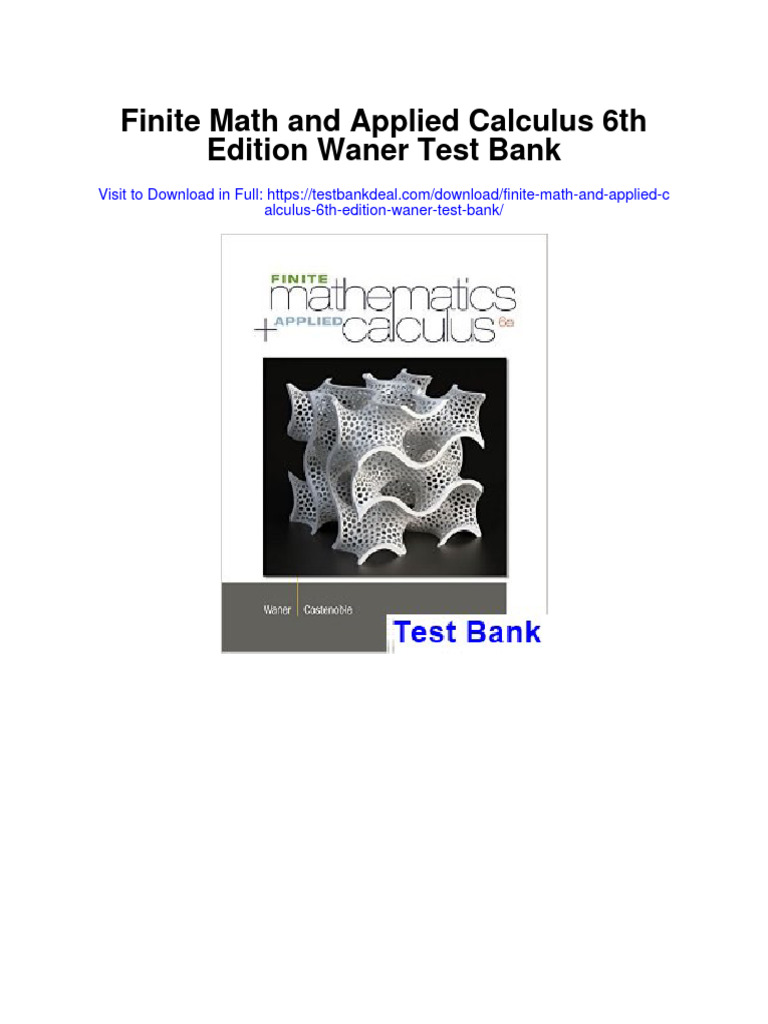 Finite Math And Applied Calculus 6th Edition Waner Test Bank Pdf Mathematics