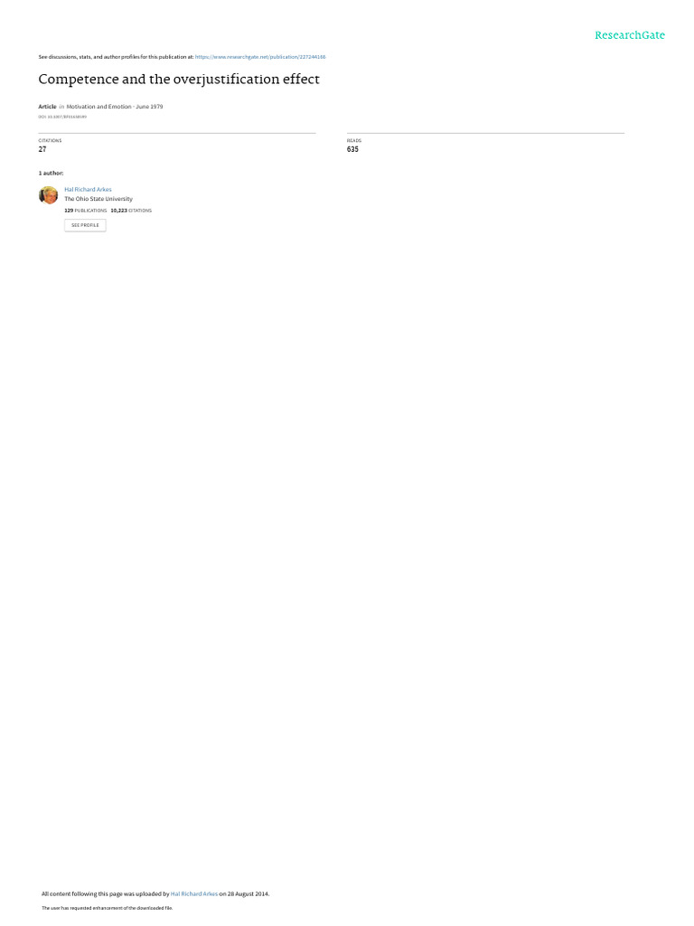 Overjustification Effect | PDF