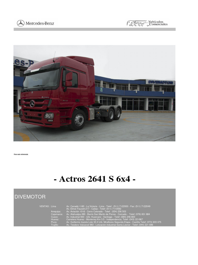 Mercedes Actros 2641 Specifications | PDF