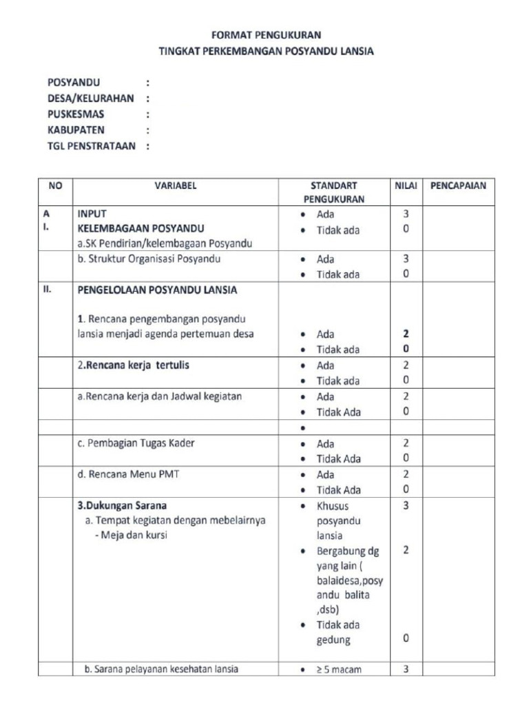 Form Posyandu Lansia | PDF