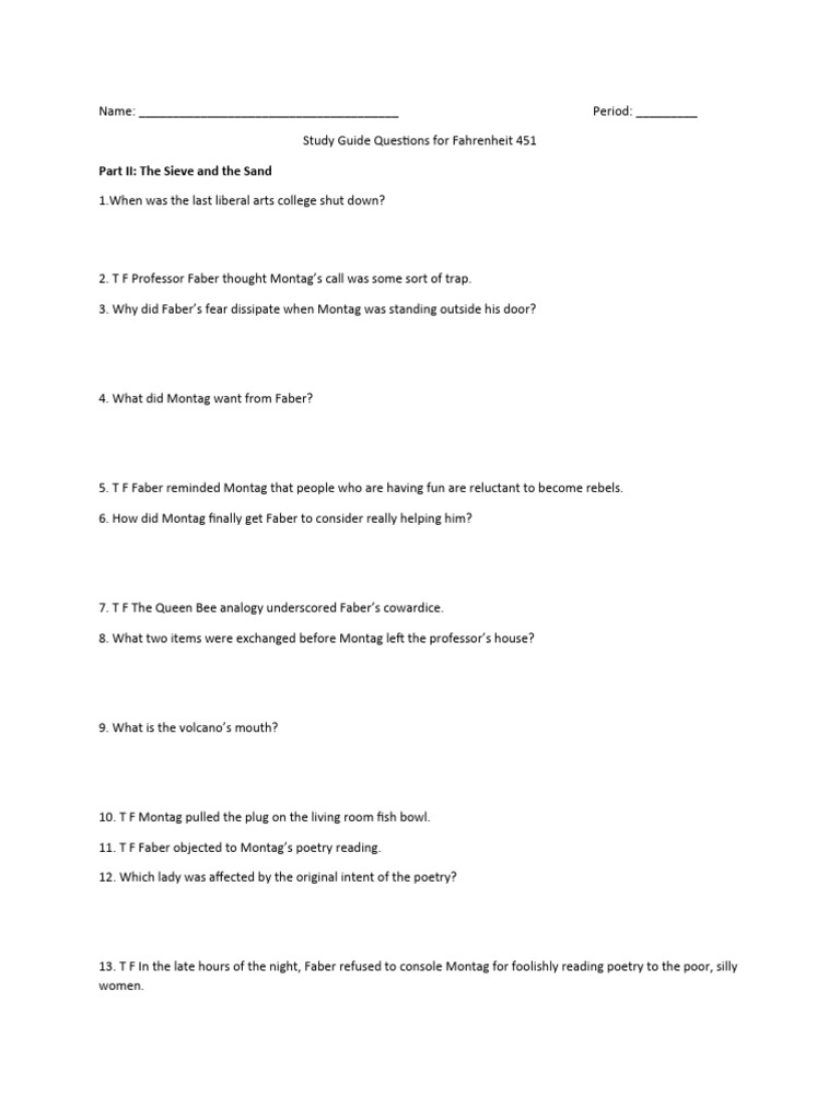 Fahrenheit 451 Part 2 Questions | PDF