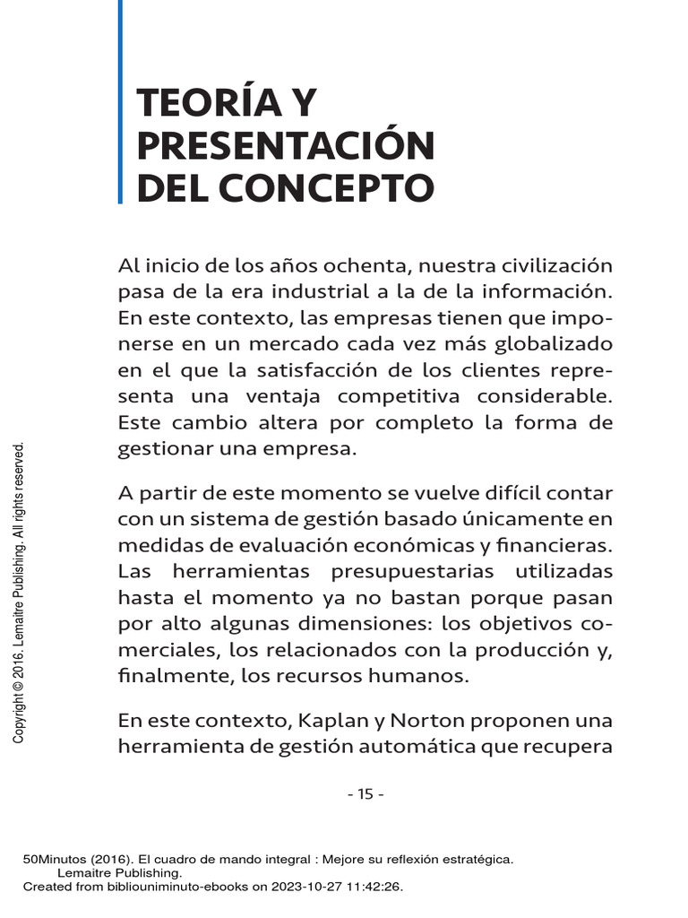 El Cuadro de Mando Integral Mejore Su Reflexión Es... - (Teoría y ...