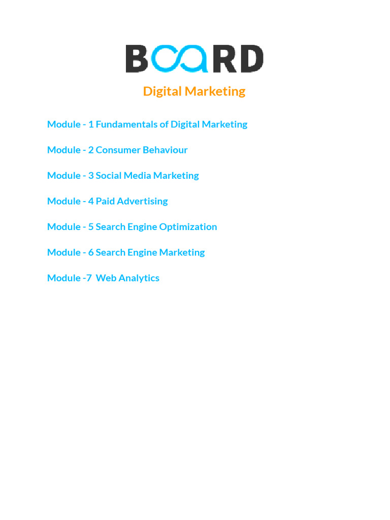 Digital Marketing Course Modules | PDF