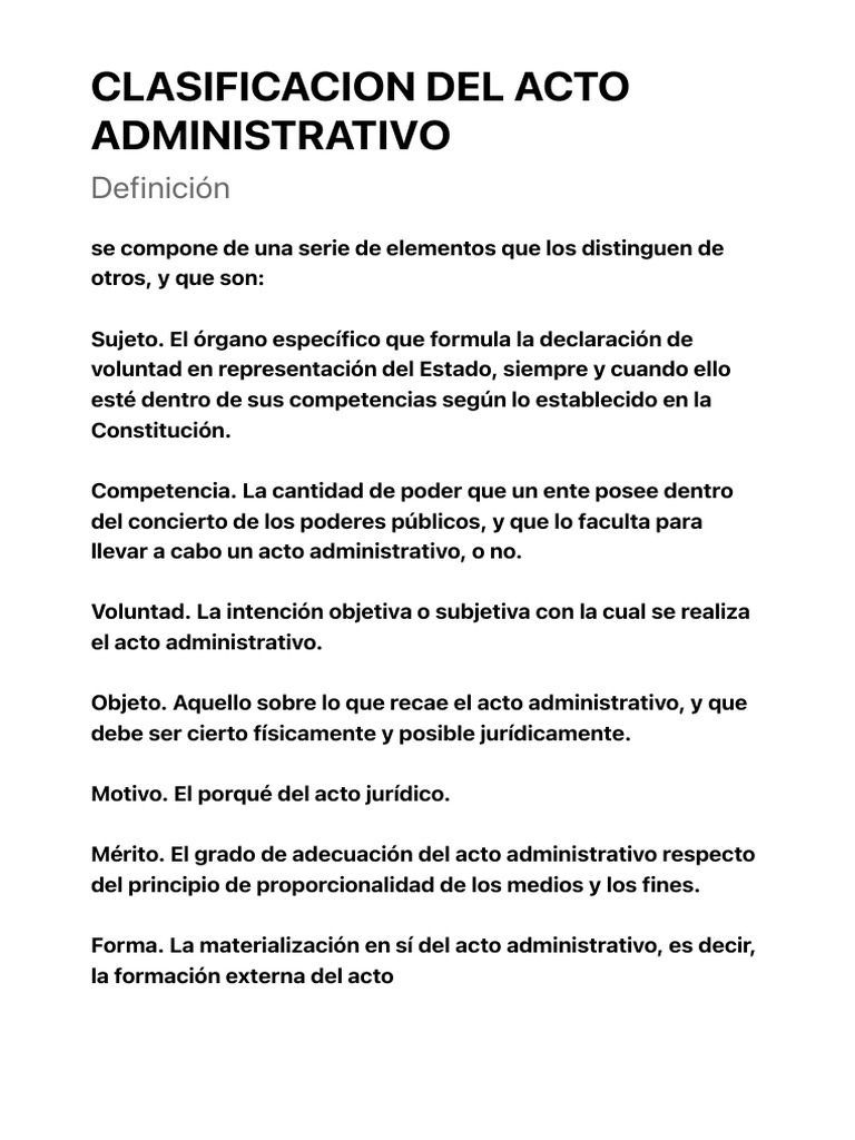 CLASIFICACION DEL ACTO ADMINISTRATIVO - Mind Map | PDF