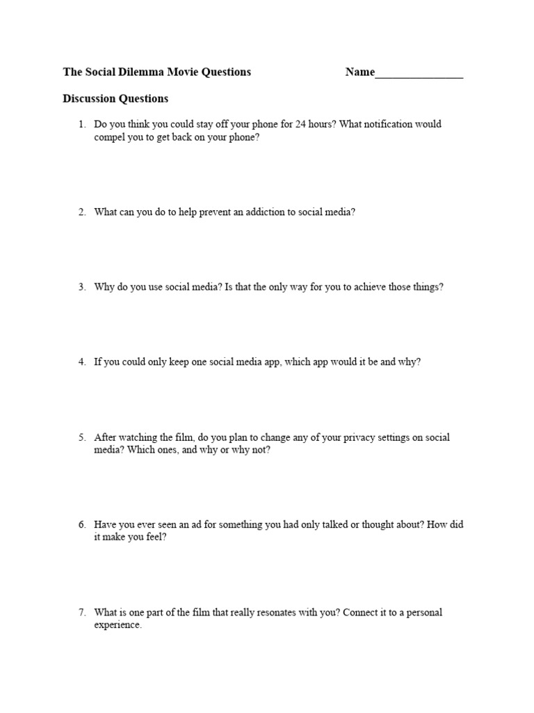The Social Dilemma Movie Qs | PDF