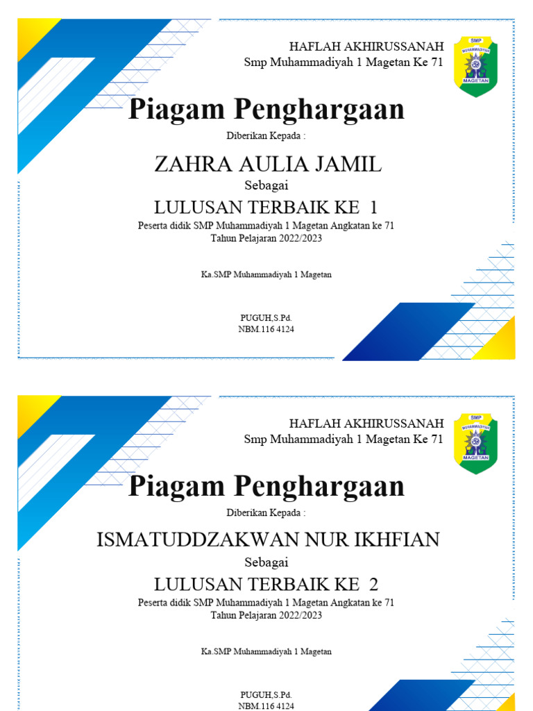 Piagam Lulusan Terbaik | PDF