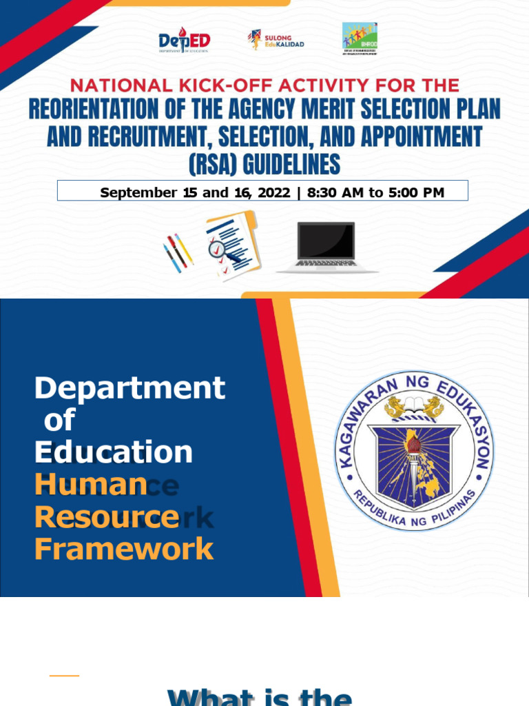 Presentation - DepEd HR Strategic Framework, Agency MSP Roadmap, and ...