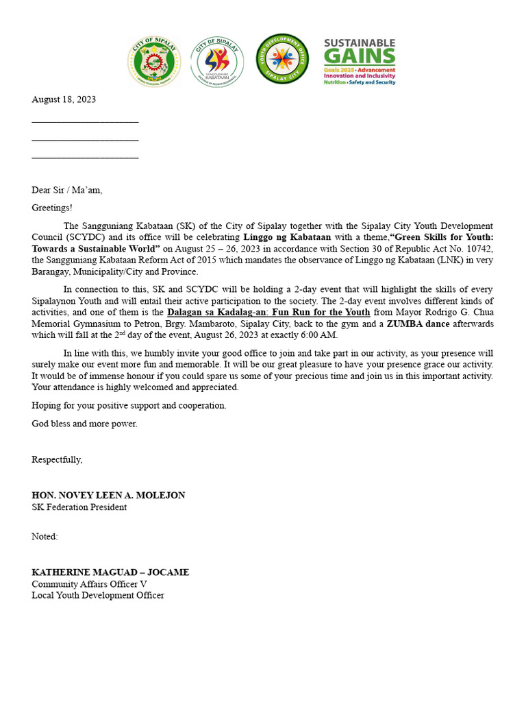 Communication Letter For FunRun | PDF