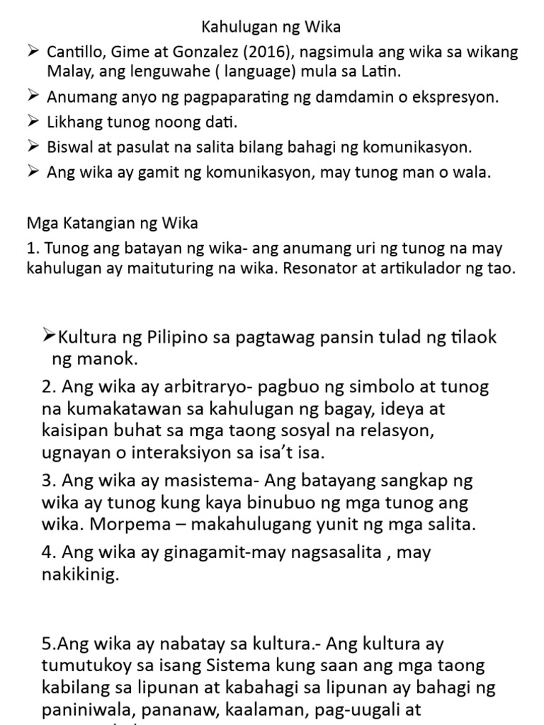 Kahulugan NG Wika 1 | PDF