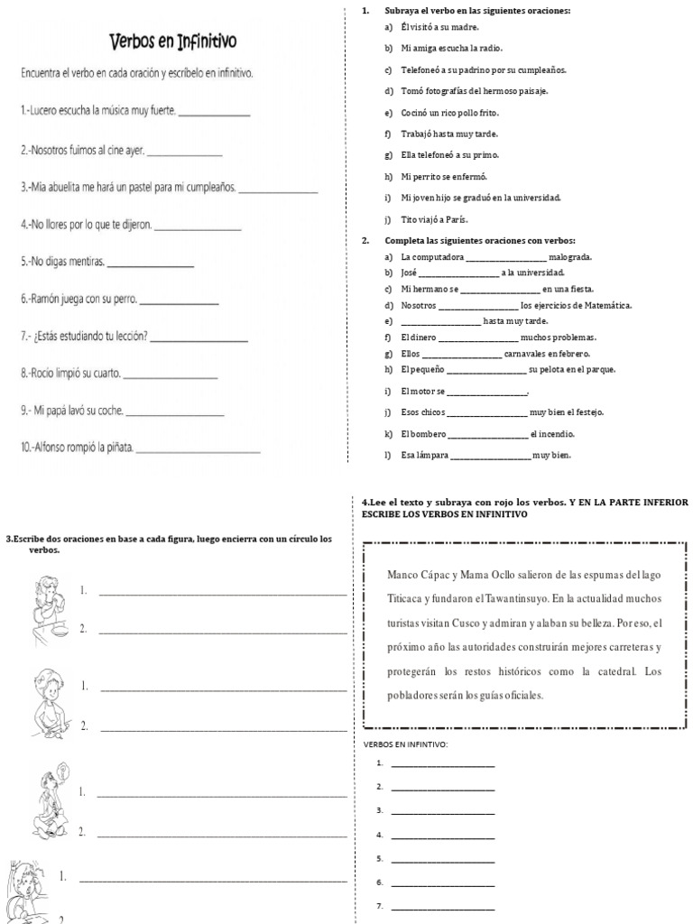 Ficha Comunicacion - El Verbo en Infinitivo | PDF