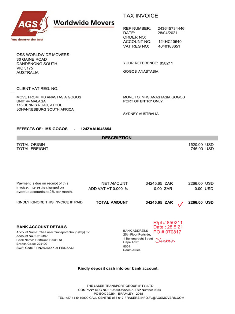 AGS (Gen 2) - 243645734446 | PDF | Invoice | Payments