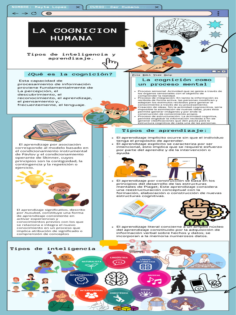 Infografía de La Cognición Humana | Descargar gratis PDF | Aprendizaje | Cerebro