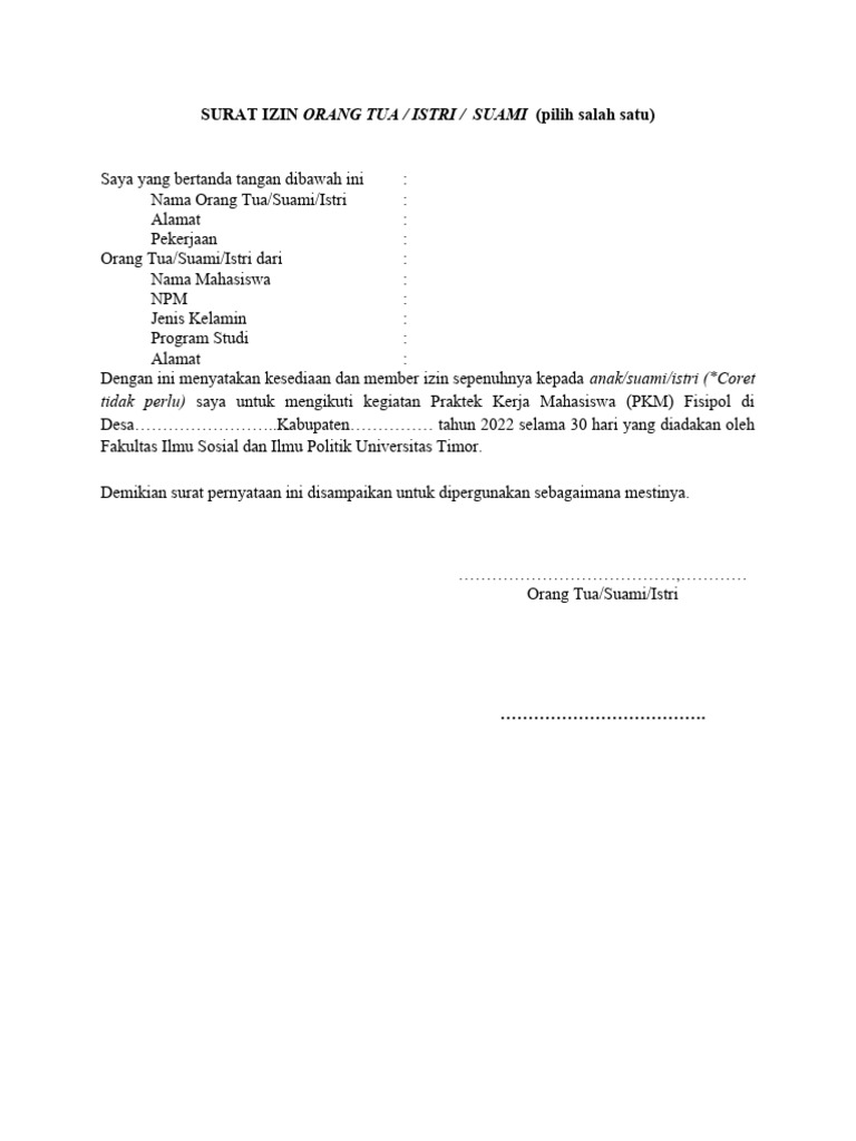 Surat Izin PKM Fisipol | PDF
