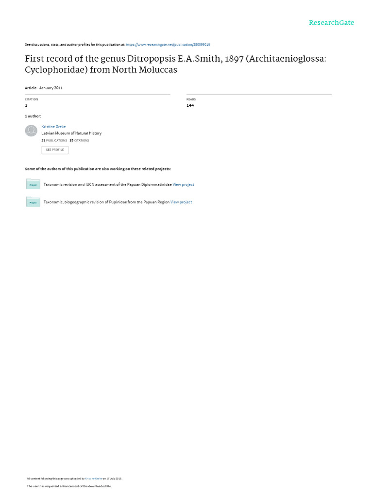 Greke2011 - 2 - First Record of The Genus Ditropopsis E. A. Smith, 1897 ...